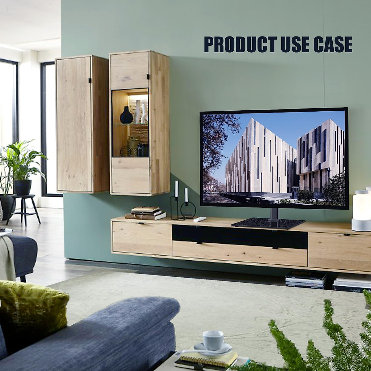 FORGING MOUNT Universal Swivel TV Stand with Tempered Glass Base for 26-55" TVs-Height Adjustment Tabletop TV Base Stand Mount, Holds up to 88lbs, Max VESA 400x400mm