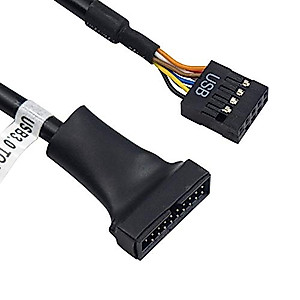 Duttek USB 3.0 Header to USB 2.0,USB 3.0 to USB 2.0 Motherboard Adapter Cable,19 Pin USB3.0 Male to 9 Pin USB2.0 Female Motherboard Cable Adapter Converter 6 inch/15cm (2-Pack)