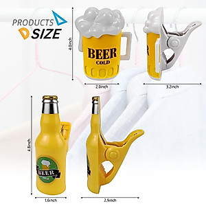 Beach Towel Clips for Chair Secure Clips for Beach Chairs Jumbo Size Plastic Clothes Pegs for Pool Lounger (2Pcs Beer Mug and 2Pcs Beer Bottle)
