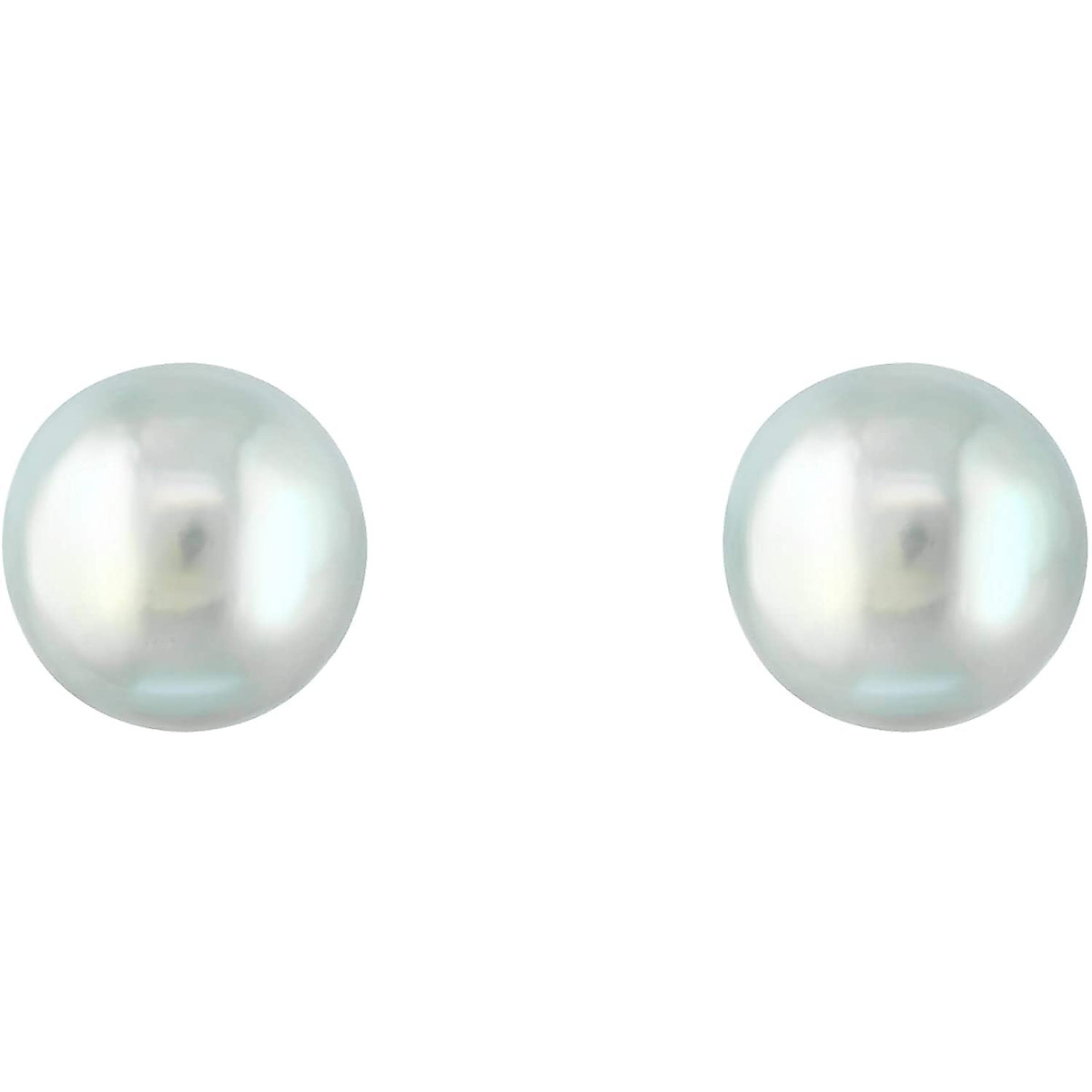 .925 Sterling Silver AAAA 7-8mm Natural Blue Round Japanese Akoya Cultured Pearl Solitaire Pushback Stud Earrings Natural Blue Color