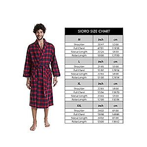 SIORO Mens Robes Flannel 100% Cotton Plaid Bath Robe Soft Flannel Bathrobe Sleepwear for Bath Shower Lounging, Christmas Red and Green Plaid, Large