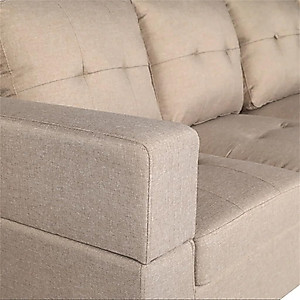 FANCUF 98.5'' Fabric Couch, L-shape Selctional Sofa for Living Room with Ottoman Left and Right Interchangeable
