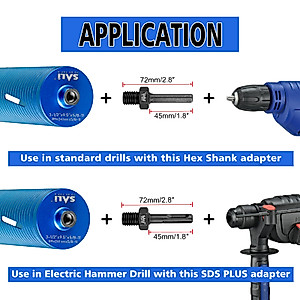 SALI Diamond Core Drill Bits 2" Diameter 10"/254mm Drilling Depth 5/8-11" Thread Core Bit Turbo Laser-Welded Segments for Cured Concrete with Rebar, Brick, Block, Masonry, Stone with Two Adapters