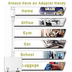 2 Pack Headphone Adapter for iPhone, [Apple MFi Certified] 2 in 1 Lightning to 3.5mm AUX Audio + Charger Splitter Compatible with iPhone 14/13/12/11/XS/XR/X 8/7/SE, Support Music Control(Not for Call)