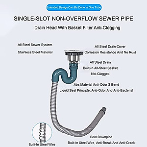 MARQI Stainless Steel Stand Alone Sink,Commercial Kitchen Sink,Free Standing Commercial Restaurant Sink,Easy to Clean,Adjustable Leg Height,for Restaurant,Outdoor,Garage. (Size : Headless)