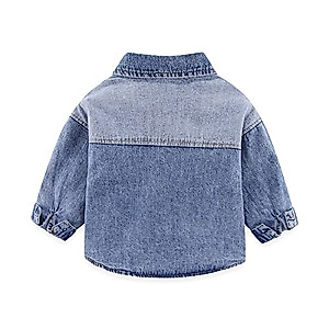Hresadio Baby Boys Girls Denim shirt Kids Toddler Button Down Jeans Jacket Top Coat Outerwear(Blue 3-4T)