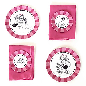 YOTTOY Eloise Collection | 12-Piece Kids Tin Tea Set Toy with Illustrations & Sturdy Carrying Case