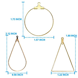 TopBine 60pcs Hoop Earrings Set - Round, Teardrop, Triangle - Gold K, White K - DIY Earring Making