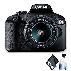Canon 2728C006 EOS 2000D DSLR Camera with EF-S 18-55mm is II Lens (International Model) Basic Bundle