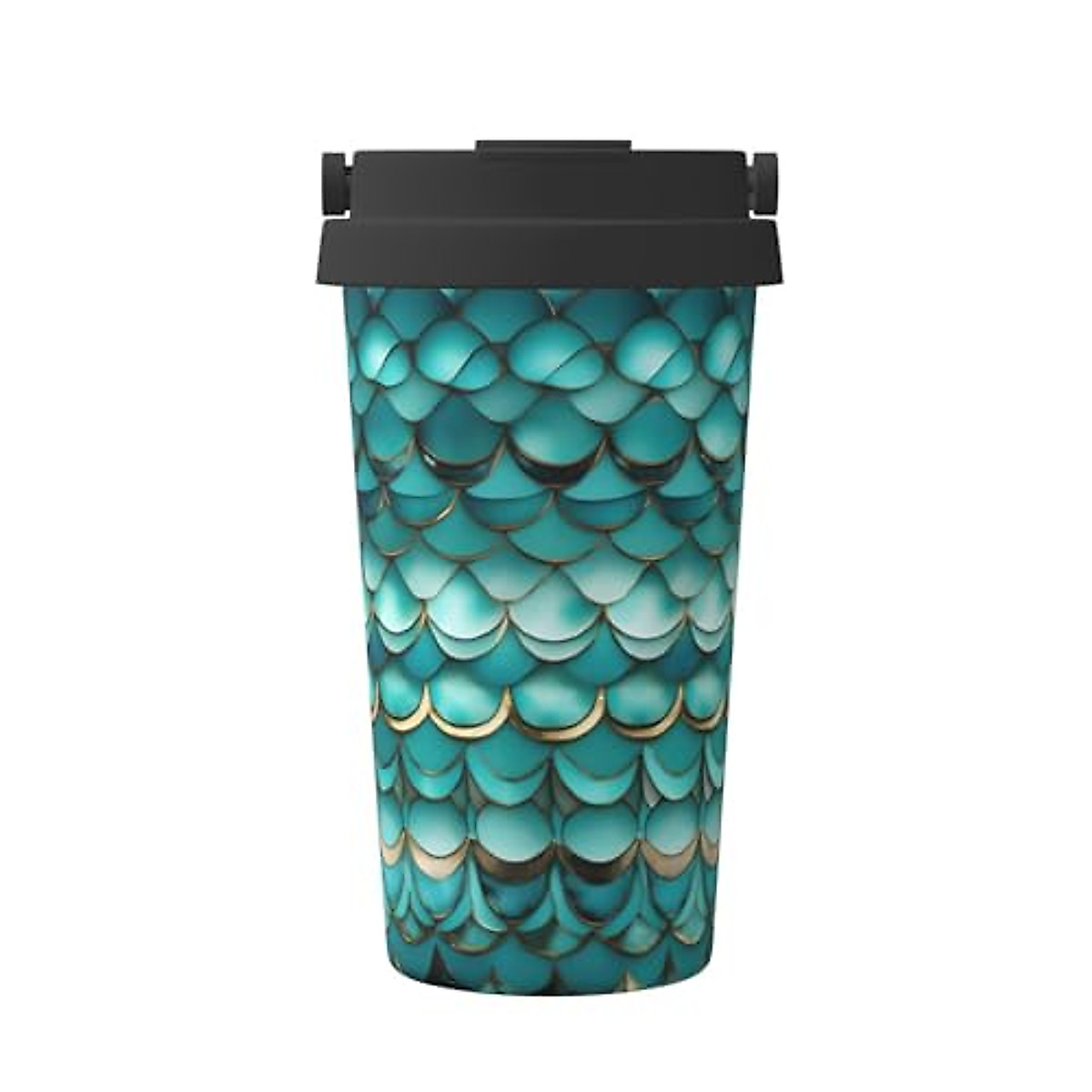 WANGZHAO Mermaid Teal Fish Scale Print Double Wall Stainless Steel Vacuum Insulated Tumbler Cup Home Thermal Cup