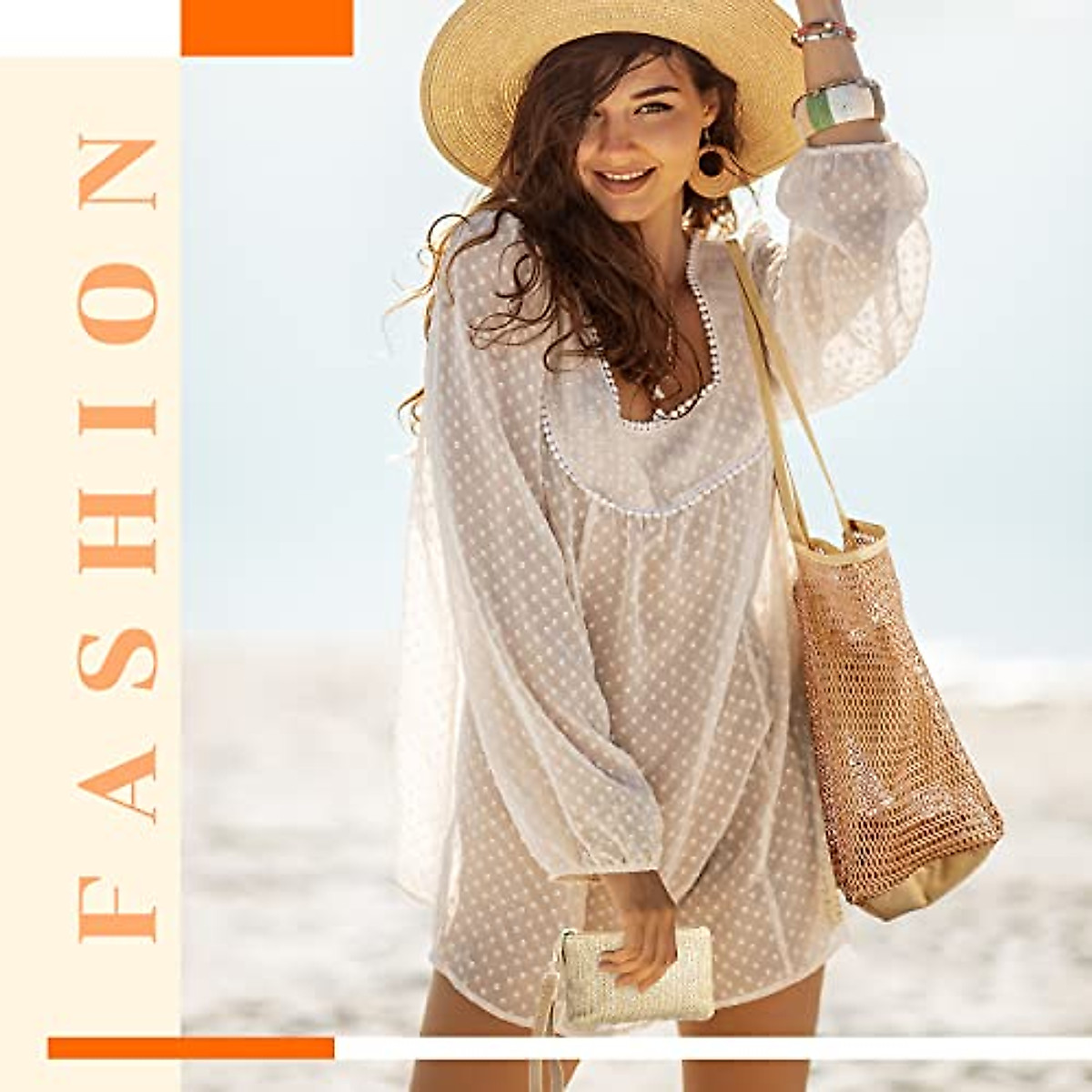 Mesh Beach Tote Bohemian Summer Shoulder Handbag and Zipper Wristlet Woven Straw Clutch Bag Beach Straw Purse for Women Girls