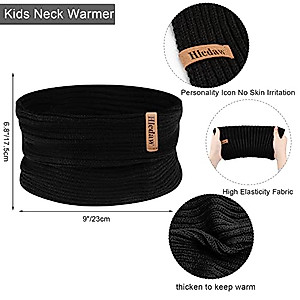 Hicdaw Kids Winter Hats Gloves Scarf Set Warm Knitted Touchscreen Gloves Toddlers Baby Beanie Hat with Fur Poms for Boy Girl, Black