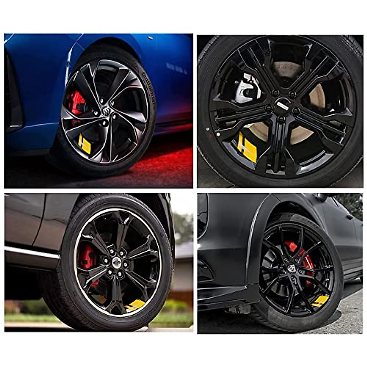 Kelenate® (Yellow) 6pcs Wheel Rim Stripe Reflective Stickers for Car Vinyl Reflective Safety Decoration Stripe Universal Rim Decals for Bumper Fender Accessories Compatible with GLE Class