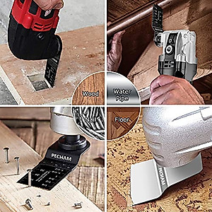 PECHAM 29PCS Universal Wood Metal Oscillating Multitool Quick Release Saw Blades Fit Porter Cable Black & Decker Rockwell Ridgid Ryobi Milwaukee DeWalt Chicago Craftsman