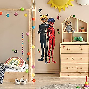 RoomMates RMK5332GM Miraculous Tales of Ladybug and Cat Noir Giant Peel and Stick Wall Decals, Multi