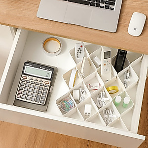 ROUFA Drawer Dividers Organizers, Plastic Drawers Organizer for Panties and Bras, Honeycomb Drawer Separator for Socks, Leggings, Belt and Scarf (2 Sets of White)