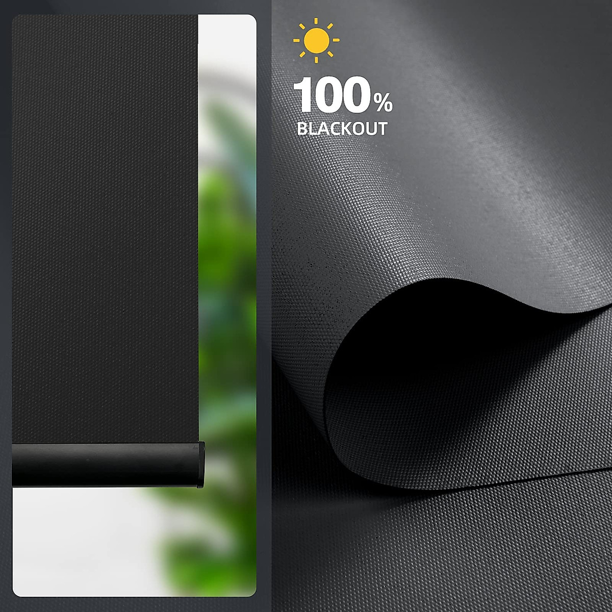 ZSTARR Motorized Smart Blind for Window with Remote Control, Automatic Blackout Roller Shade Customizable Size,with Valance Child Safety Rechargeable Battery Blinds (Full Blackout Black)