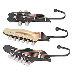 Gavigain 3Pcs Wall Hooks,Decorative 25kg Load Guitar Shape Environmental Resins Wall Hook for Hallway Living Room