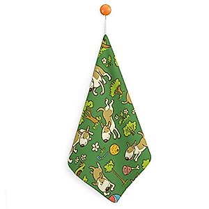 Lurnise Hand Towel Dog Tree Hand Towels Dish Towel Lanyard Design for Bathroom Kitchen Sports