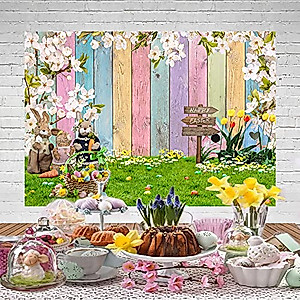 Dudaacvt 7x5ft Easter Backdrop Spring Easter Backdrop Colorful Wood Backdrop Easter Children Party Decorations Banner Backdrop D625