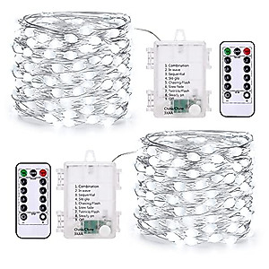 BrizLabs Cool White Fairy String Lights, 2 Pack 17.48ft 50 LED Fairy Lights Battery Operated, 8 Modes Starry Fairy Lights with Remote Mini Twinkle Lights for DIY Bedroom Christmas Tree Birthday Party