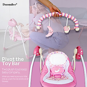 Baby Swings for Infants, Powered by Power Cord (Included) and Batteries for Indoor/Outdoor Use, Easy-Fold Infant Swing, Electric Baby Swing for 0-9 Months 6-25 lbs