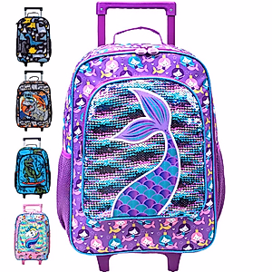 gxtvo Kids Suitcase with Wheels for Girls, Mermaid Rolling carry on Luggage for Toddler Children