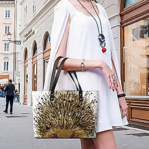 Womens Handbag Hedgehog Leather Tote Bag Top Handle Satchel Bags For Lady