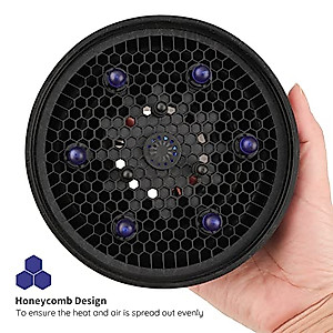 Travel Hair Dryer Diffuser, Segbeauty Collapsible Portable Hair Diffuser, Profession Blow Dryer Diffuser Attachment for Natural Thick Hair, Suitable for Nozzle 1.65 inches to 1.77 inches - Black