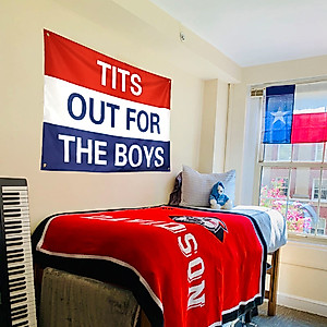 ZKflager Tits Tots Out for the Boys Flag Funny Meme Flags Banner 3x5 Ft Cool Flags for College Dorm Room Guys Man Cave Frat Bedroom