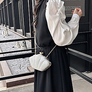 Women Mini Sequins Seashell Evening Clutch Chain Strap Cross-body Bag