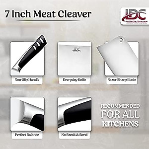 Lux Decor Collection Meat Cleaver - 7 Inch Sharp Butcher Knife | High Carbon Stainless Steel Meat Chopper | Kitchen Cleaver Knife for Home Kitchen & Restaurant| Meat Cleaver Knife Heavy Duty