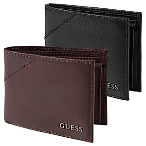 Guess Mens Textured Bi-Fold Passcase Wallet