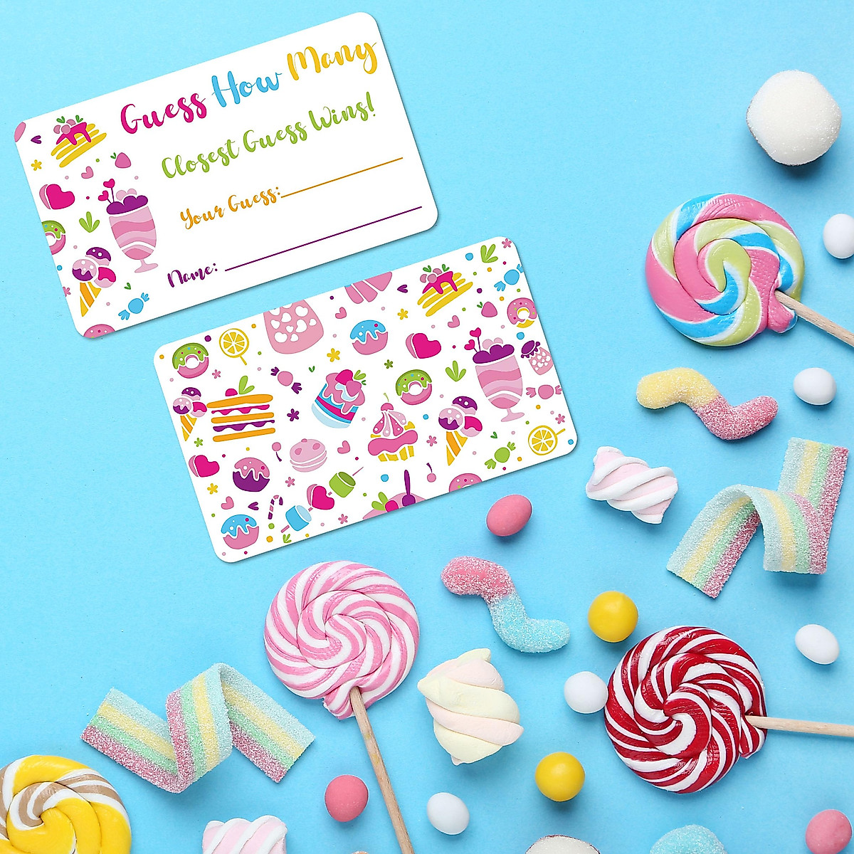 INKNOTE 240 Pcs Candy guessing game cards Guess how many cards Guess how many in the jar for Bridal Baby Shower Party Collection Birthday Party Gender Reveal Games Activities and Decorations3.54x2inch