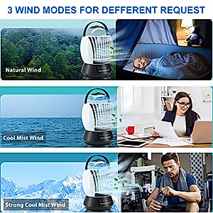 Portable Air Conditioner Fan,120° Rotatable Personal Air Cooling Fan with 3 Speeds & 4 Cool Mist,Evaporative Air Cooler with Humidifier for Room,Bedroom,Office,Desk,Living Room,Camping