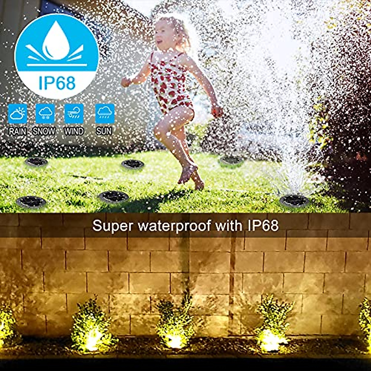 Solar Ground Lights 8 Pack, Ip68 Waterproof Solar Garden Lights Outdoor, Bright Solar Powered Pathway Lights, Led Yard Lights, Solar Landscape Lighting for Yard Lawn Patio Driveway Walkway(Warm White)