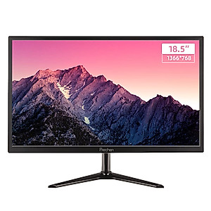 Prechen 18.5 Inch Monitor, TN Panel 1366 x 768 PC Monitor with HDMI and VGA Interface, 5ms, Brightness 250 cd/m², 60Hz Monitor with Dual Built-in Speakers, PC Screen Display for Office Work.
