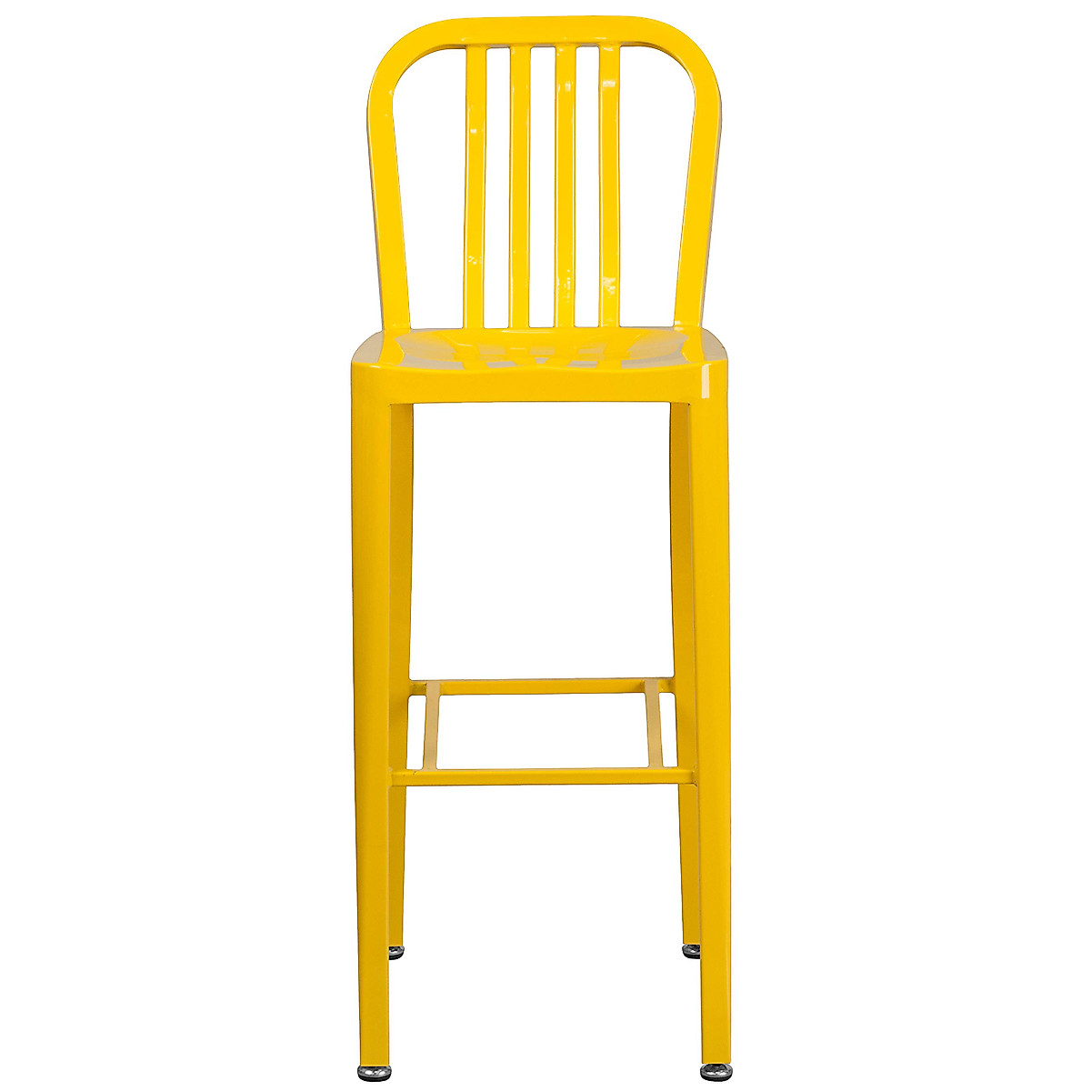 Flash Furniture Gael Commercial Grade 2 Pack 30" High Yellow Metal Indoor-Outdoor Barstool with Vertical Slat Back