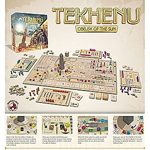 Board and Dice Tekhenu: Obelisk of The Sun - Strategy Ancient Board Game, Ages 14+, 1-4 Players, 60-120 Mins, Multicoloured