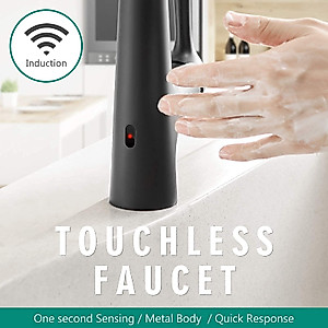 GIMILI Motion Sensor Activated Hands-Free Kitchen Sink Faucet with Soap Dispenser,Matte Black