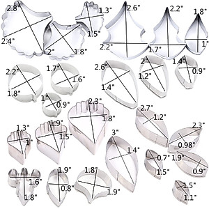 23Pcs Stainless Steel Gum Paste Flower Cutter Set Sugar Cookie Cutter Mold Fondant Flower Making Tool for Wedding,Birthday Cake Decorating
