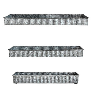 Creative Co-Op Metal Nesting, Set of 3 Sizes, Antique Galvanized Finish Decorative Tray, Silver