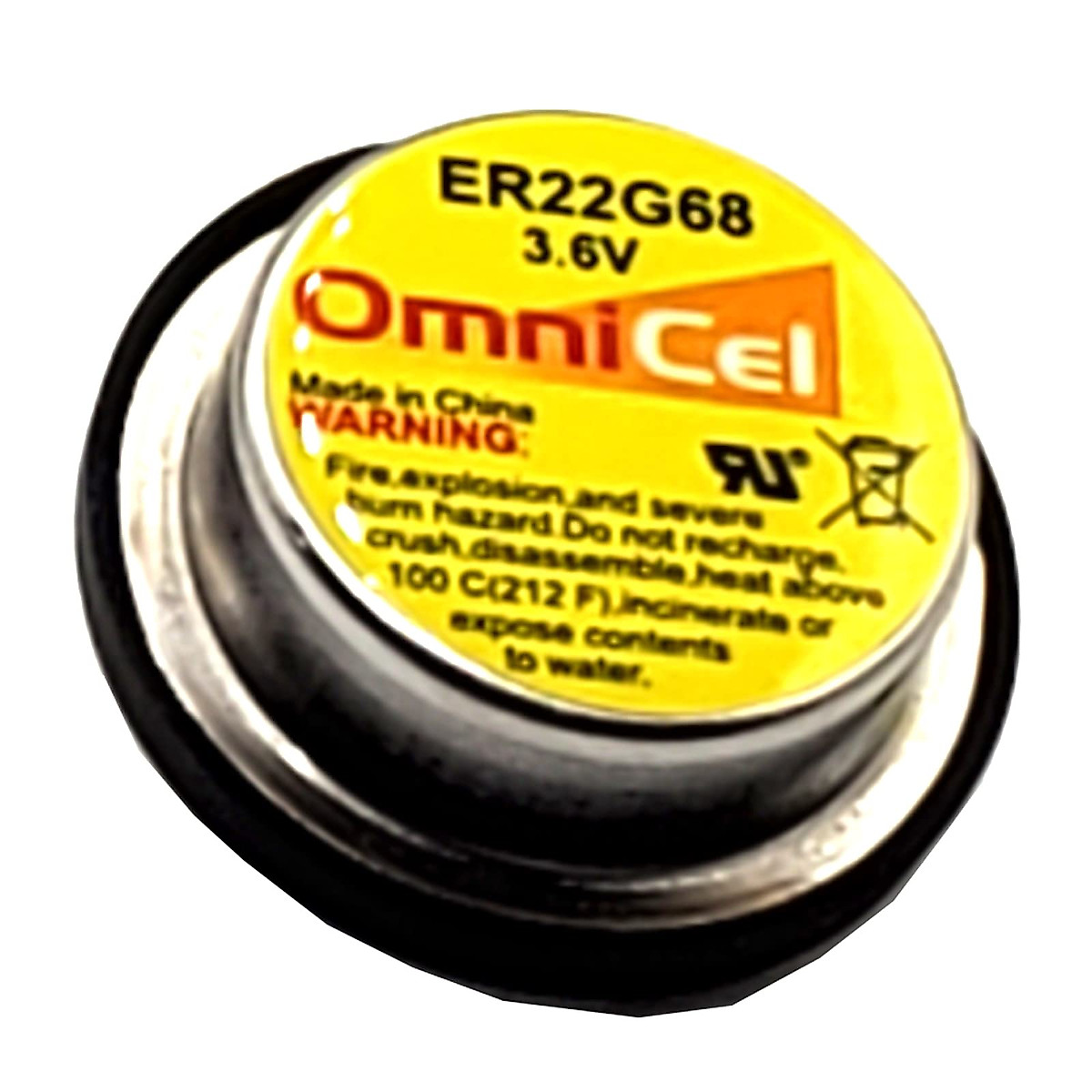 OmniCel ER22G68 3.6V 0.4Ah Bel Cell Waffer Lithium High Energy Battery Replaces Tadiran TL-4986 TL-5186 For Use With OBU Tollgate Reading Device, Security Alarm, Computer Remote Sensors,Tracking Buoys