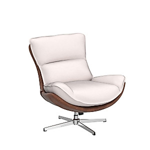 LukeAlon Linen Swivel Lounge Chair, Upholstered High Back Accent Chair with Metal Base Comfy Recliner Chair Modern Single Sofa Chair for Living Room Office, Beige