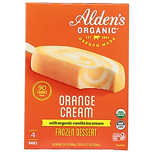 Aldens Organic New School Orange Cream Ice Cream Bars, 3 Fluid Ounce - 4 count per pack - 12 packs per case.