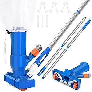 CKE 2024 68" Portable Pool Vacuum Jet Underwater Cleaner W/Brush Bag, 4 Section 1.25" Pole of Hand Held Portable Vacuum Pool Cleaner Pool Spa Pond Mini Jet Underwater Jet Vac for Above Ground Pool Vac