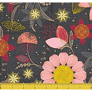 Stitch & Sparkle Holy Thomas Stein Mid Century Quilting Cotton Fabric, Patio Burst Coral Dark