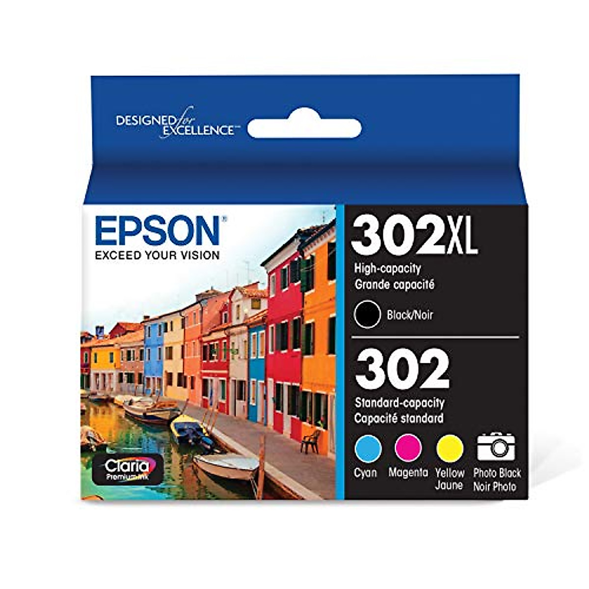 Epson T302XL-BCS Claria Premium Ink Cartridge Multi-Pack - High-Capacity Black and Standard-Capacity Photo Black and Color (CMYPB) & T302 Claria Premium Standard-Capacity Ink Cartridge - Black