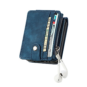 TopFunny Cases for Galaxy Z Flip 5 Wallet Case with Card Holder Retro 2 in 1 Detachable Zipper Flip Wallet Kickstand Premium PU Leather Protective Phone Cover for Samsung Galaxy Z Flip 5 5G 2023 Blue