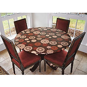 LAMINET Elastic Fitted Table Cover - Medallion - Large Round - Fits Tables up to 45-56” Diameter